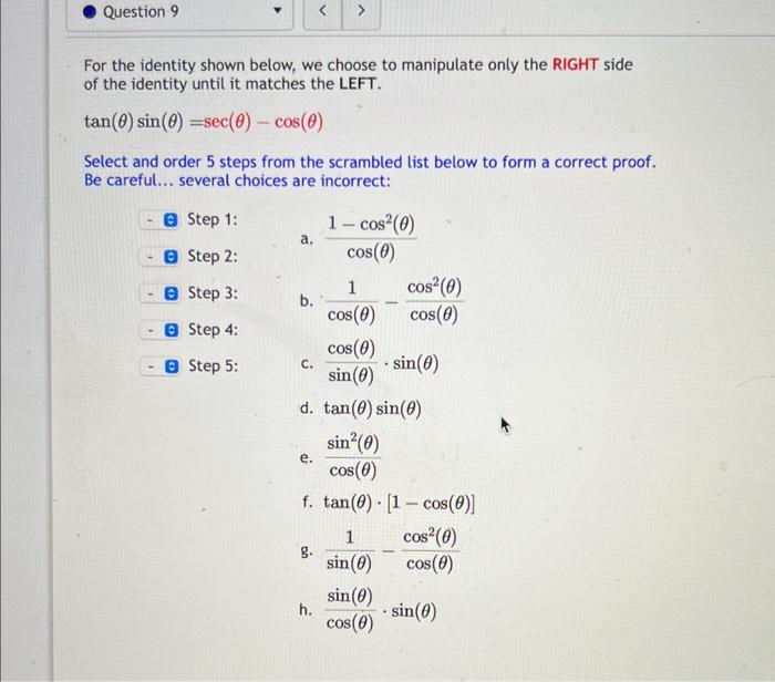 Solved For the identity shown below, we choose to manipulate | Chegg.com