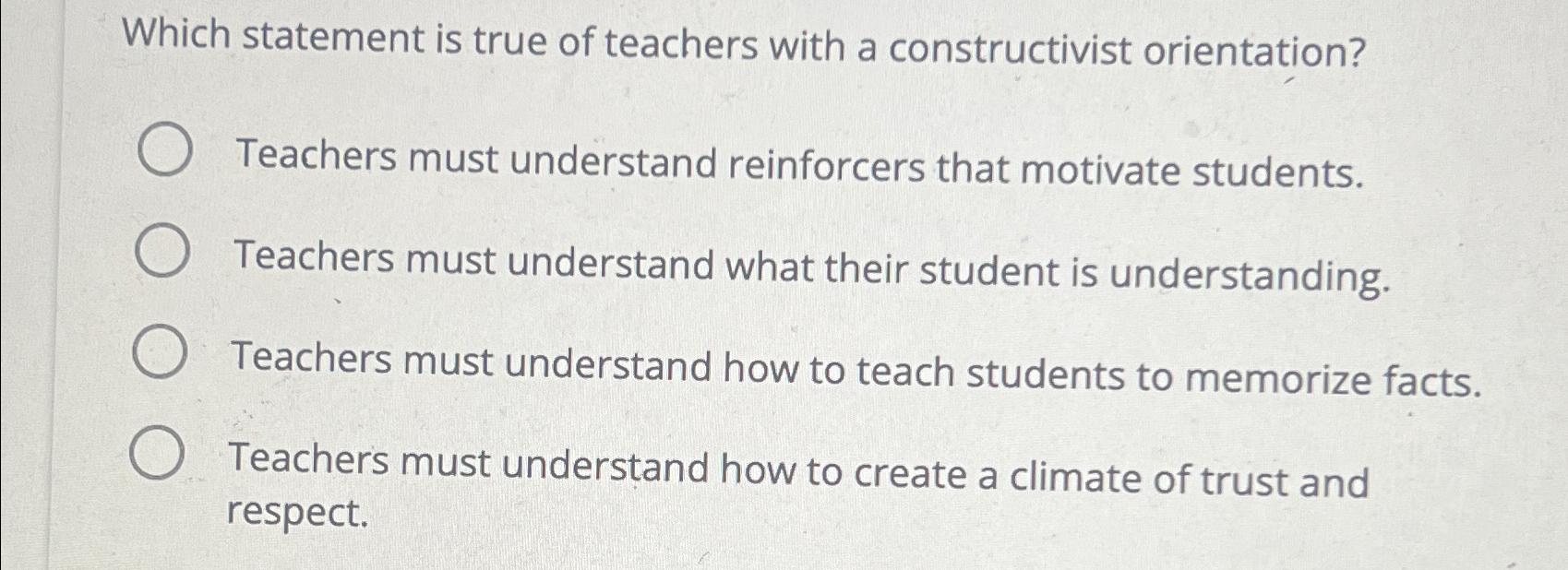 Solved Which statement is true of teachers with a | Chegg.com