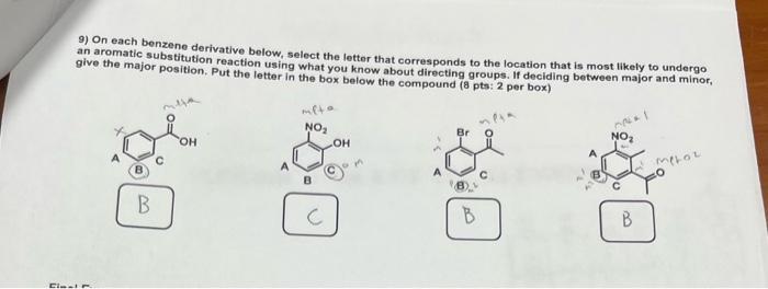 9) On each benzene derivative below, select the | Chegg.com