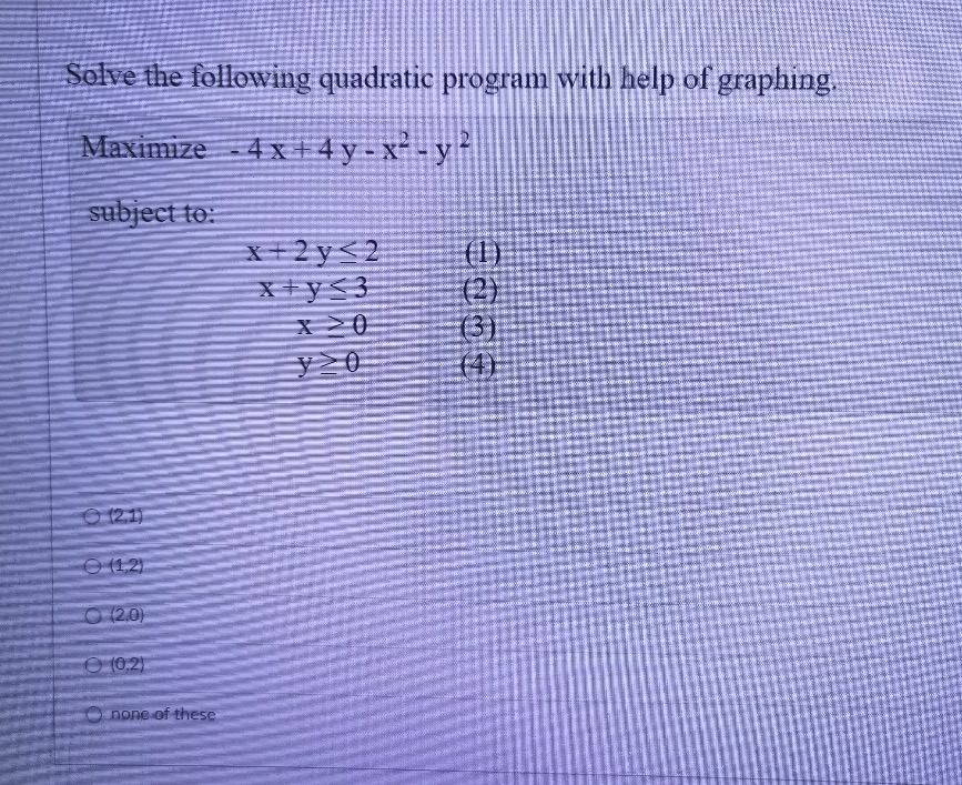 Solved Solve the following quadratic program with help of | Chegg.com