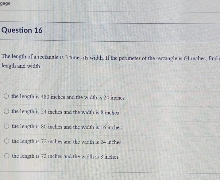 Solved The length of a rectangle is 3 times its width. If | Chegg.com