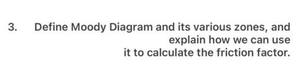 Solved 3. Define Moody Diagram and its various zones, and | Chegg.com