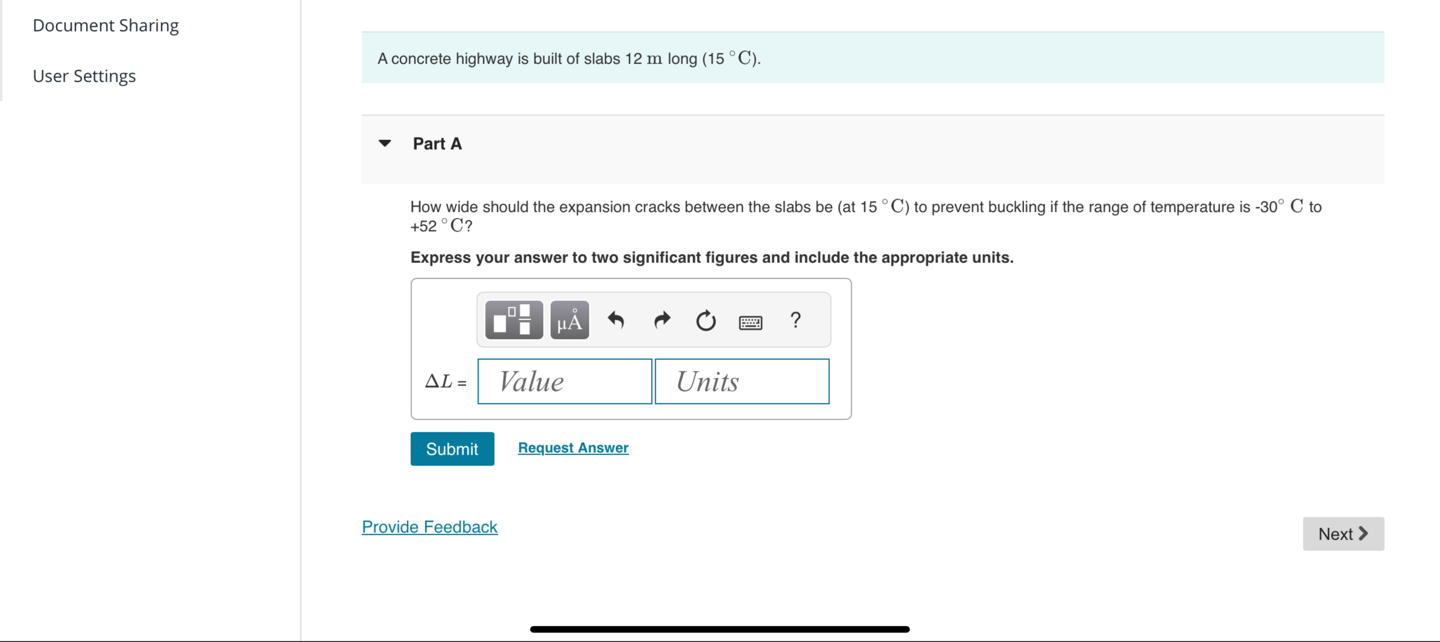 Solved Document SharingUser SettingsA concrete highway is | Chegg.com