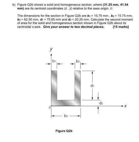 Solved b) Figure Q2b shows a solid and homogeneous section, | Chegg.com