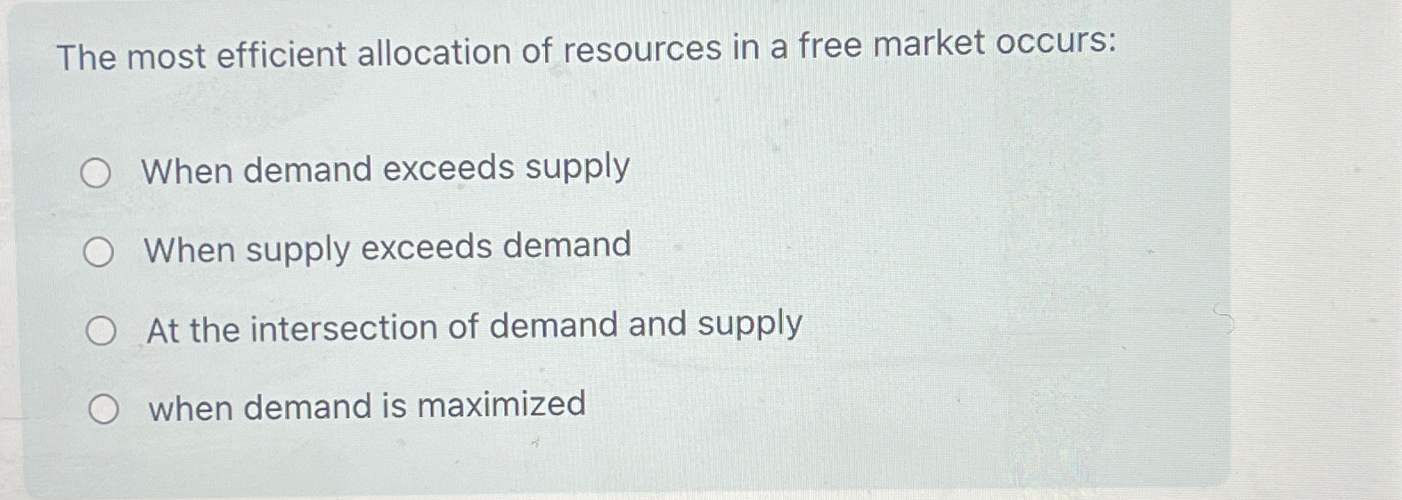 Solved The most efficient allocation of resources in a free | Chegg.com