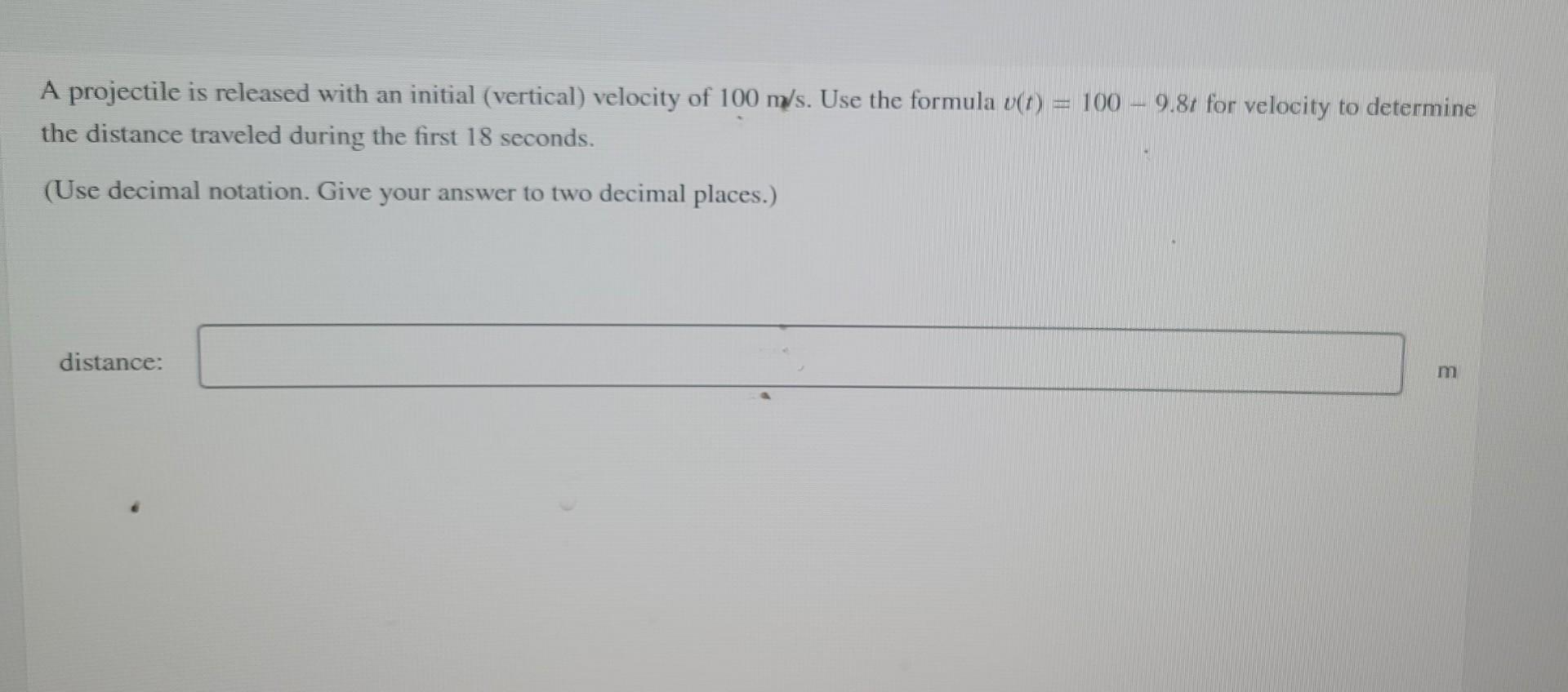 Solved A projectile is released with an initial (vertical) | Chegg.com