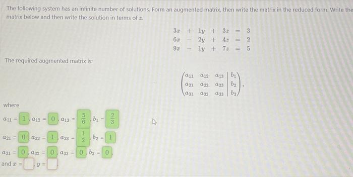 Solved The following system has an infinite number of | Chegg.com