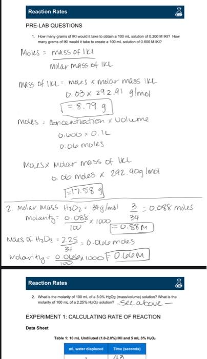 Solved Post-Lab Questions 3. Determine the order of the IKI | Chegg.com