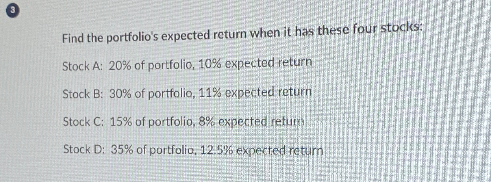 Solved How would this be solved on excel?Stock A: 20% ﻿of | Chegg.com