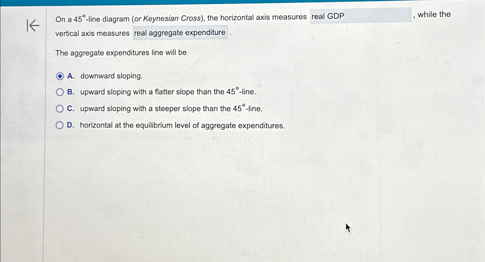 Solved On a 45°-line diagram (or Keynesian Cross), ﻿the | Chegg.com