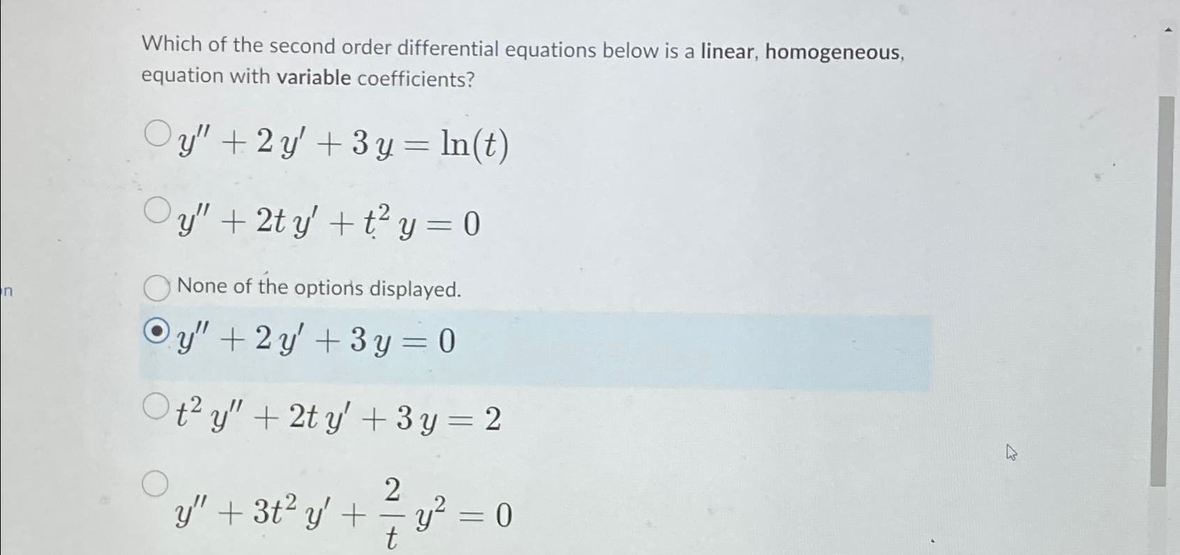 Solved Which of the second order differential equations | Chegg.com