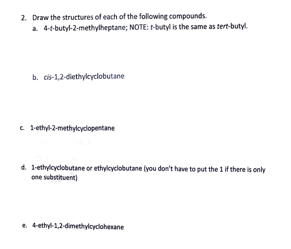 Solved 2. ﻿Draw the structures of each of the following | Chegg.com