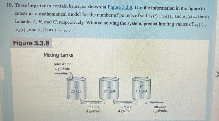 Solved 0. Three large tanks contain brine, as shown in | Chegg.com