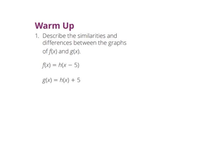 Solved 1. Describe the similarities and differences between | Chegg.com