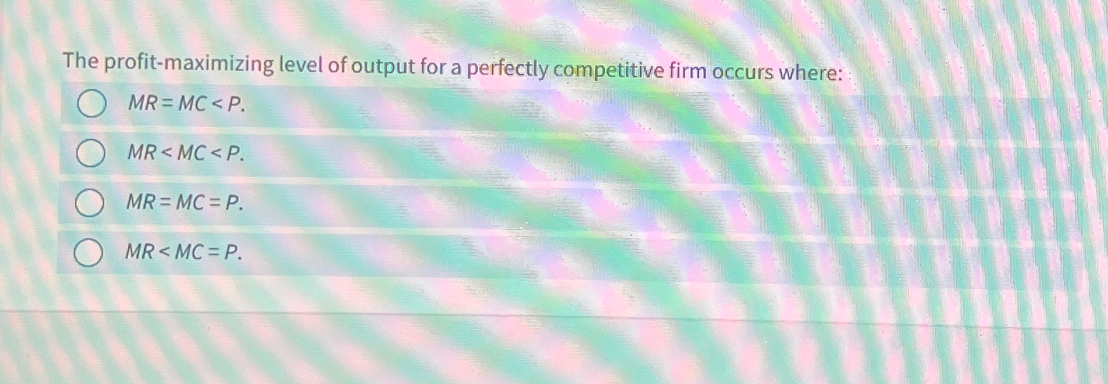 Solved The profit-maximizing level of output for a perfectly | Chegg.com