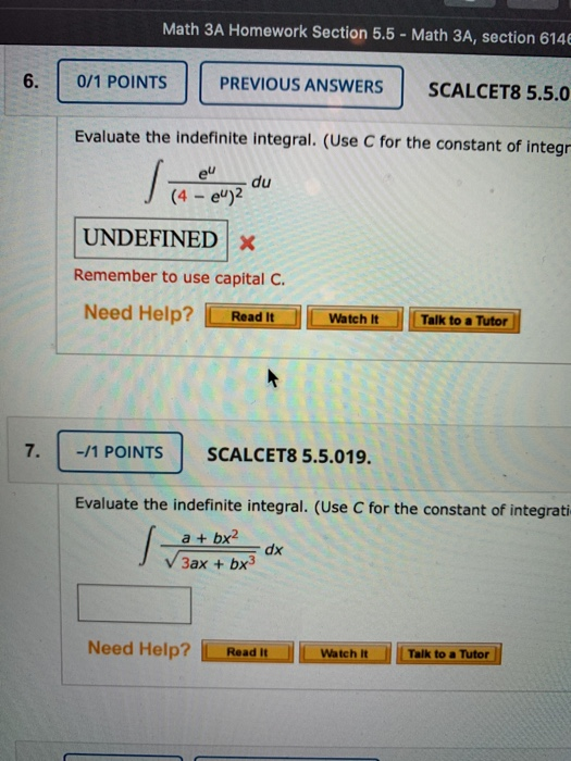 Solved Math 3A Homework Section 5.5 - Math 3A, section 6149 | Chegg.com