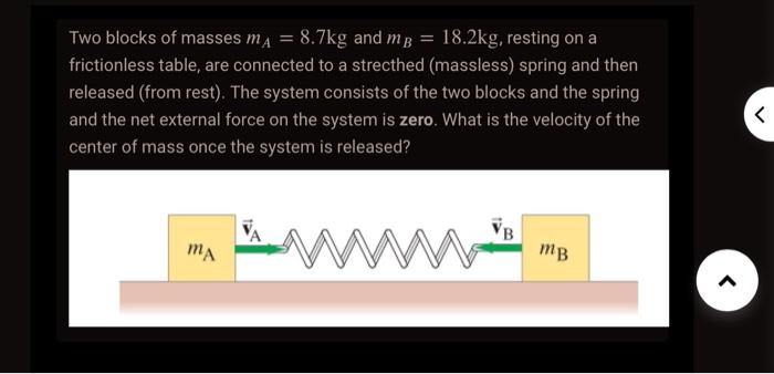 Solved Two blocks of masses mA=8.7 kg and mB=18.2 kg, | Chegg.com