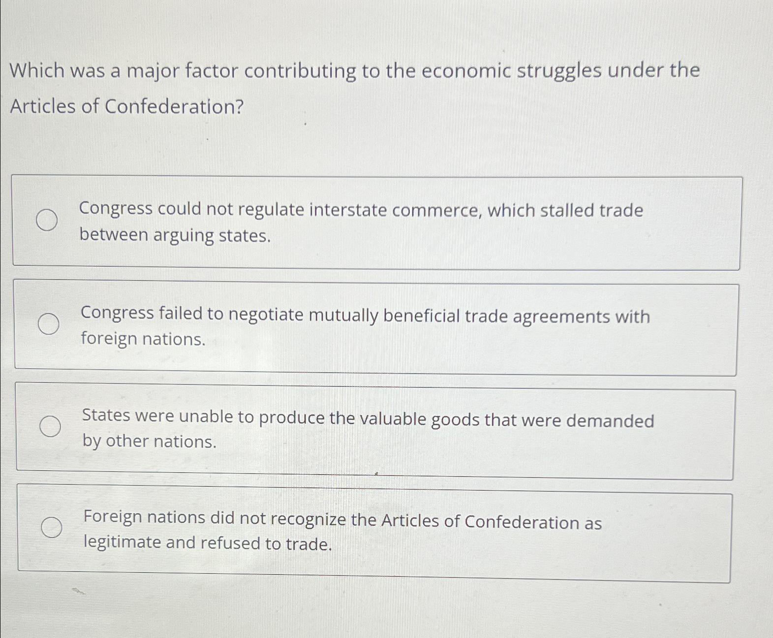 Solved Which was a major factor contributing to the economic | Chegg.com