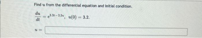 Solved Find u from the differential equation and initial | Chegg.com