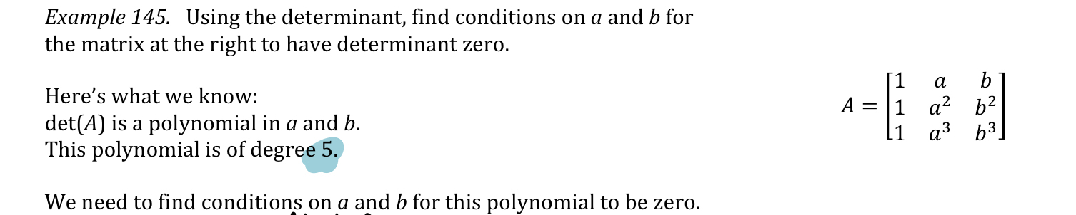 Solved Example 145. ﻿Using the determinant, find conditions | Chegg.com