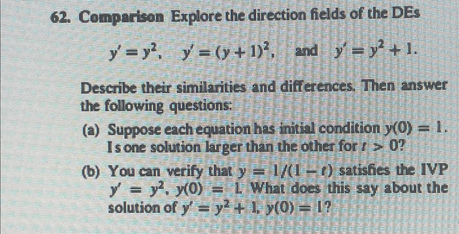 Solved Comparison Explore the direction fields of the | Chegg.com