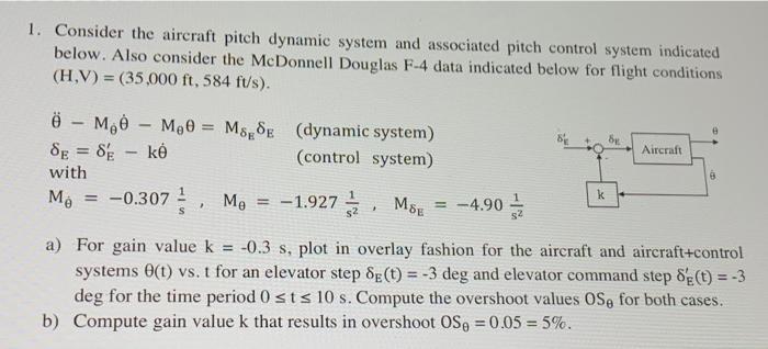 Solved 1. Consider the aircraft pitch dynamic system and | Chegg.com Solved 1. Consider the aircraft pitch dynamic system and | Chegg.com