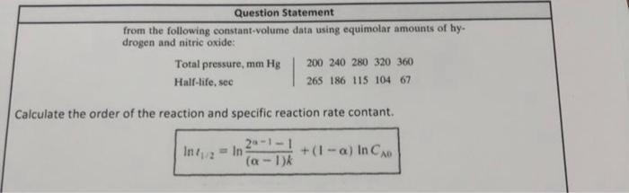 Solved from the following constant-volume data using | Chegg.com