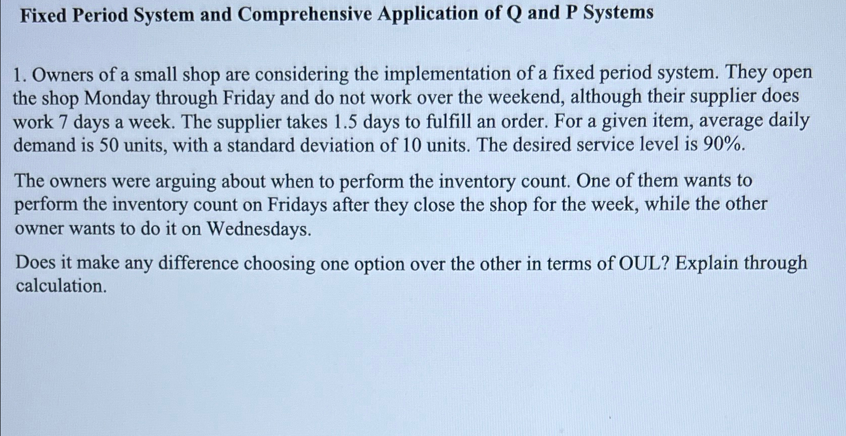 Solved Fixed Period System and Comprehensive Application of | Chegg.com
