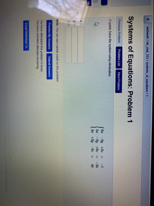 Solved webwork / nic_mat_151 / systems_of_equations / 1 | Chegg.com