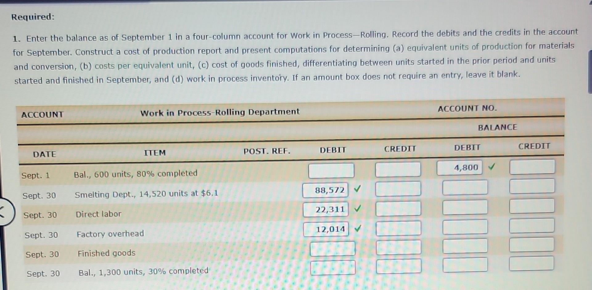 Work in Process Account Data for Two Months; Cost of | Chegg.com