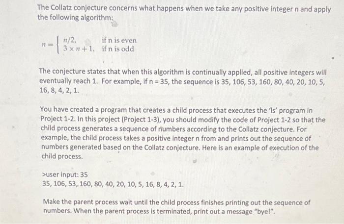 Solved The Collatz conjecture concerns what happens when we | Chegg.com