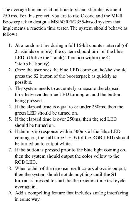 Solved The average human reaction time to visual stimulus is | Chegg.com
