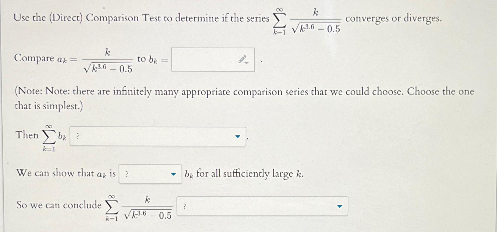 Solved Use the (Direct) ﻿Comparison Test to determine if the | Chegg.com