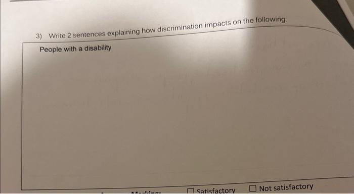 Solved 3) Write 2 sentences explaining how discrimination | Chegg.com