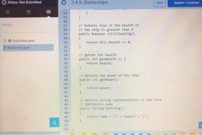 Solved 5 points Status: Not Submitted The Battleship class | Chegg.com