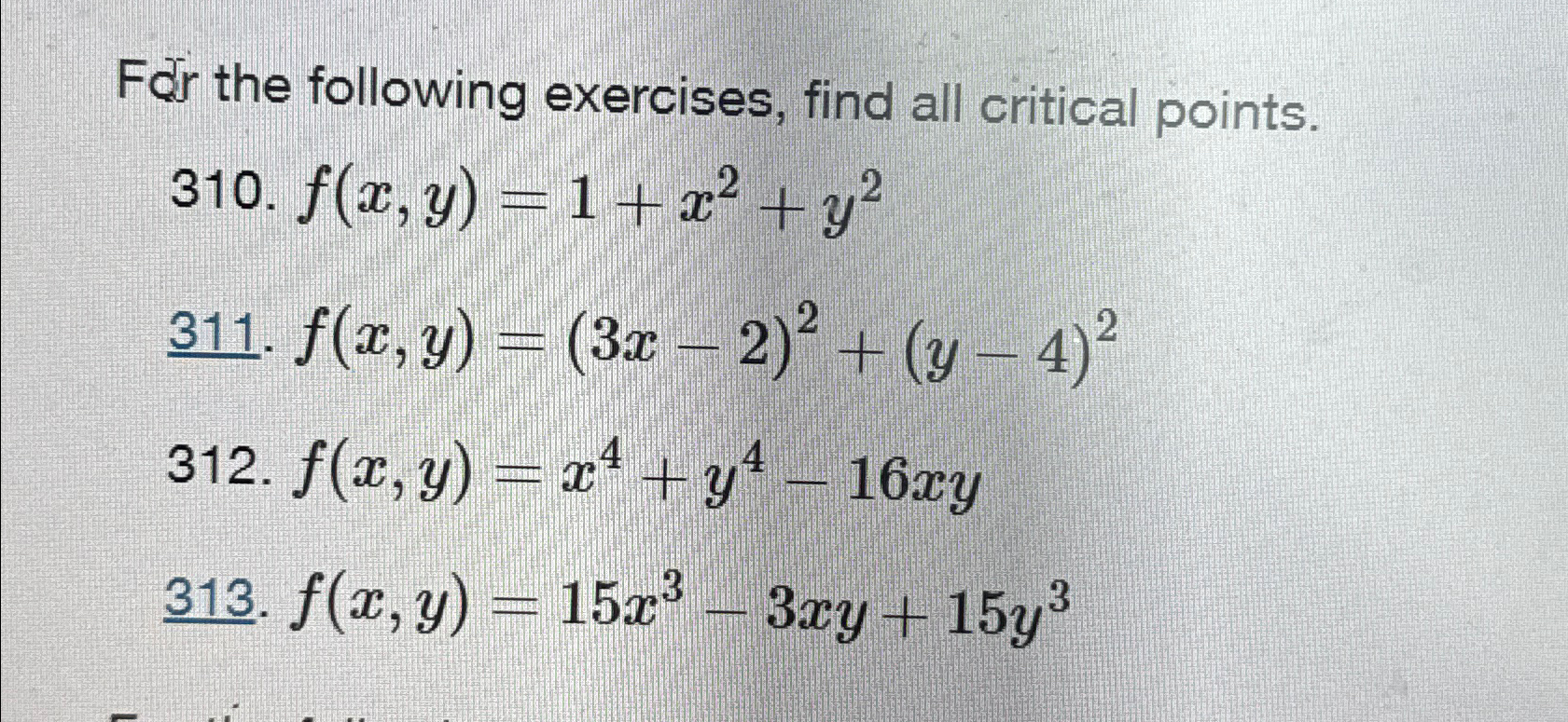 Solved For the following exercises, find all critical | Chegg.com