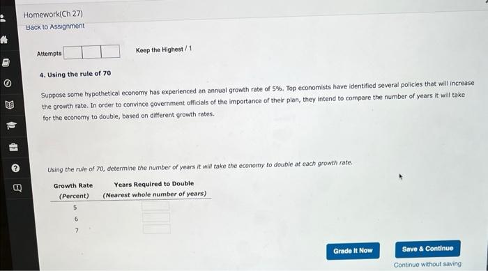 Solved 4. Using the rule of 70 Suppose some hypothetical | Chegg.com