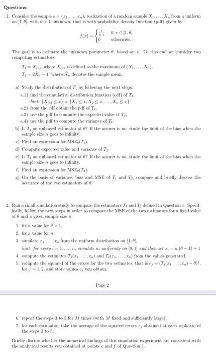 Solved Questions: 1. Consider the sample s =(), realization | Chegg.com