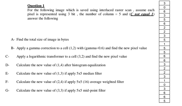 Solved Question 1For the following image which is saved | Chegg.com