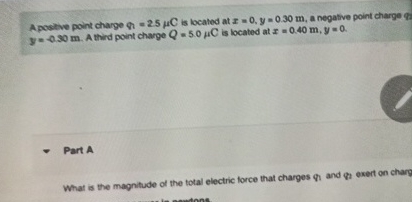 [Solved]: A positive point charge h=2.5 mu C is located at x