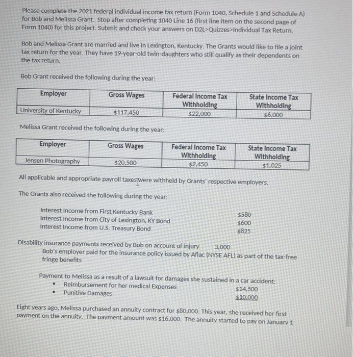 Please complete the 2021 federal individual income | Chegg.com