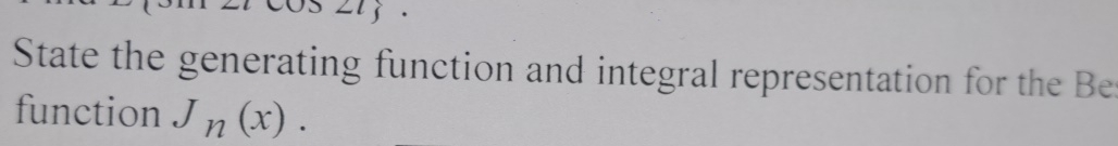 Solved State the generating function and integral | Chegg.com