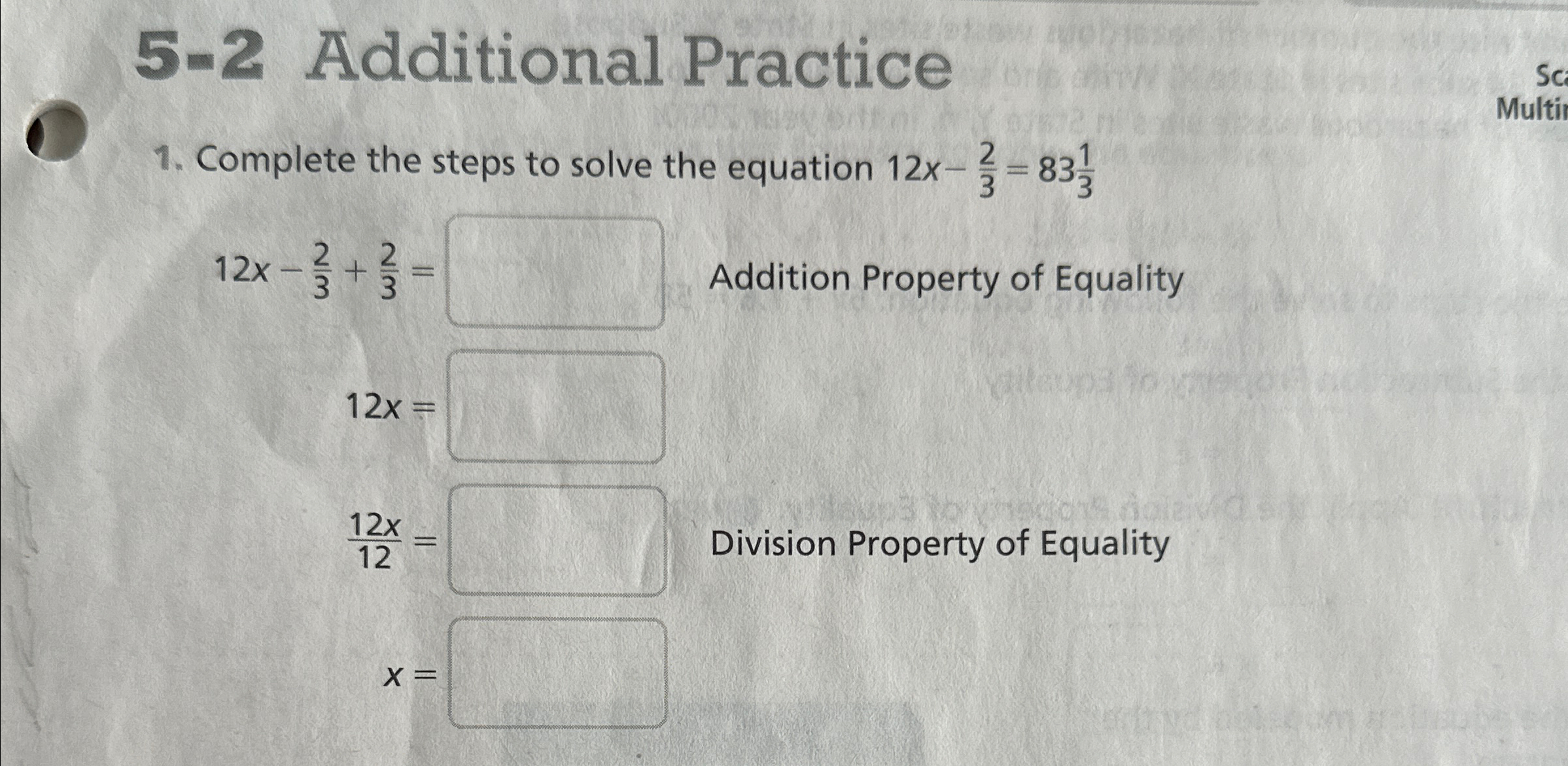 Solved 5-2 ﻿Additional PracticeComplete the steps to solve | Chegg.com
