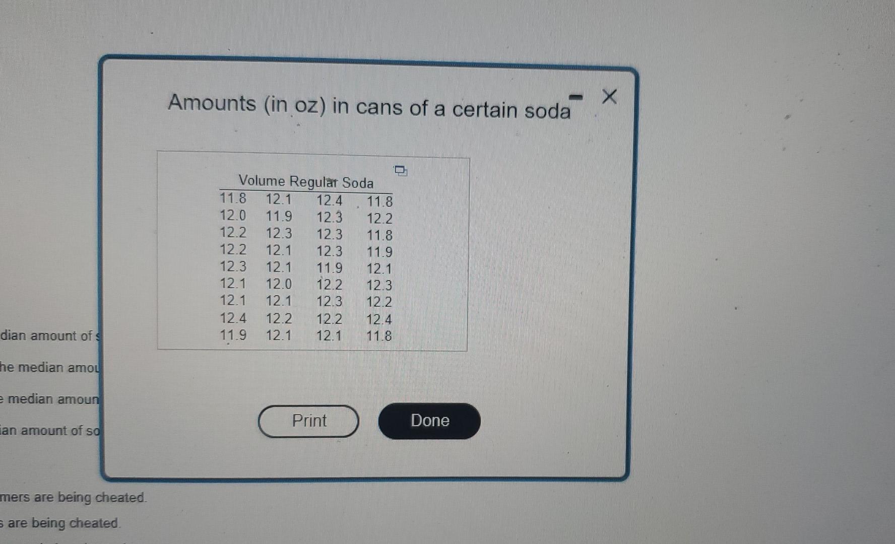 Solved The amounts (in oz) in cans of soda are given below. | Chegg.com