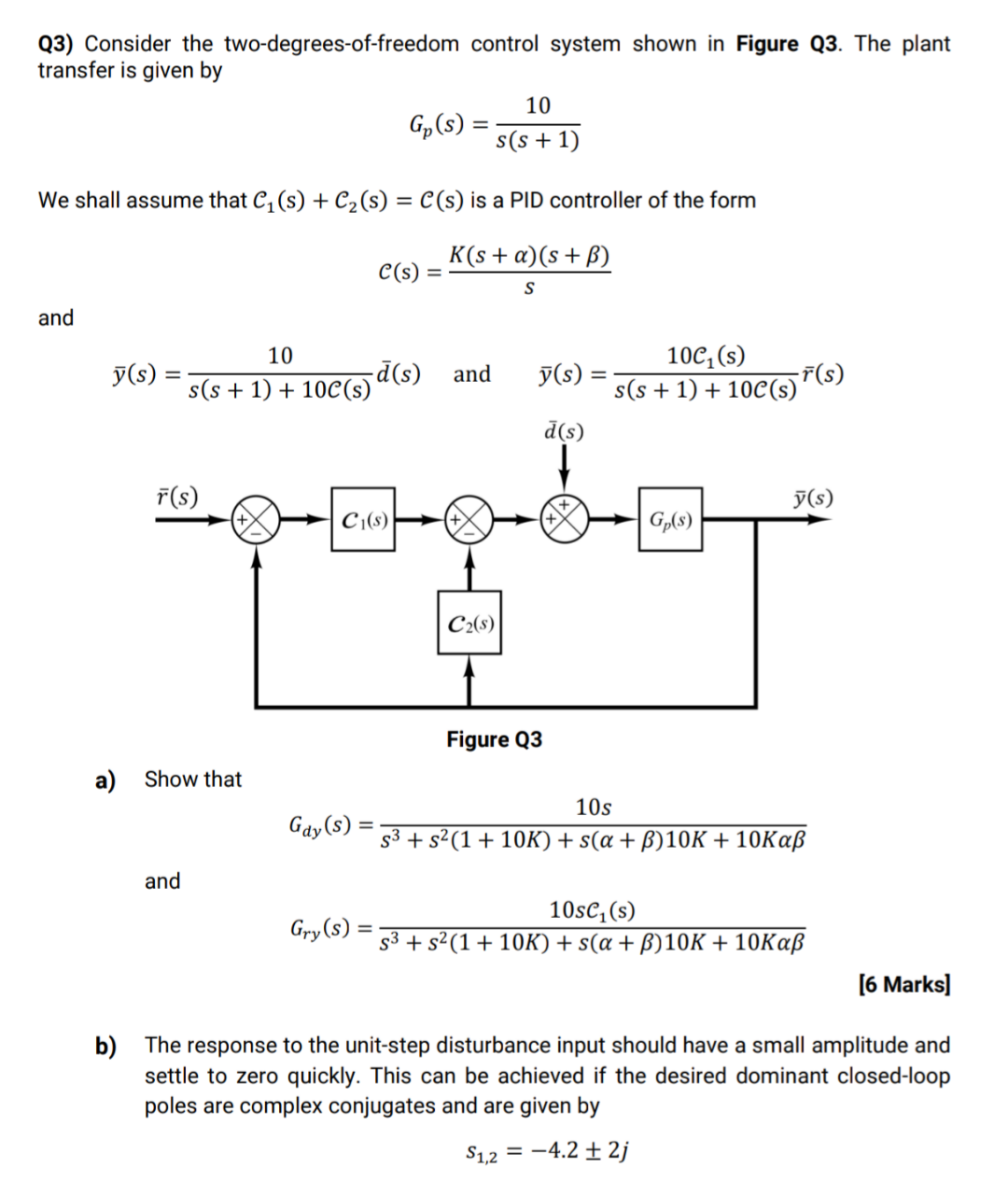 Solved Q3) Consider the two-degrees-of-freedom control | Chegg.com