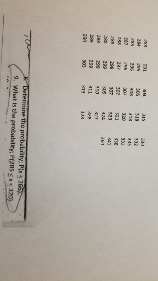 Solved 291 295 283 284 285 287 288 288 304 305 306 307 307 | Chegg.com