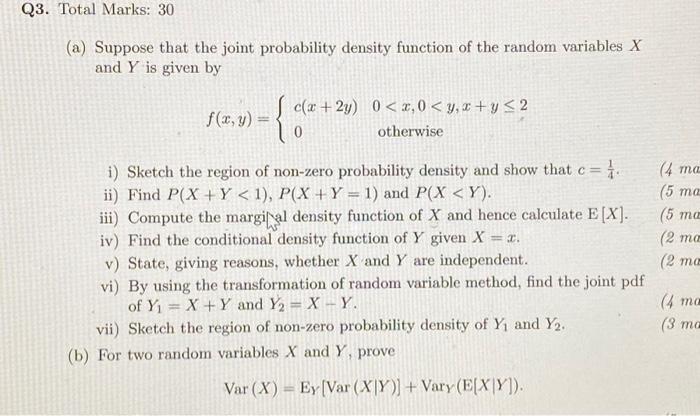 Solved (a) Suppose that the joint probability density | Chegg.com