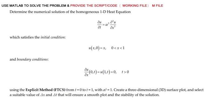 Solved USE MATLAB TO SOLVE THE PROBLEM \& PROVIDE THE | Chegg.com