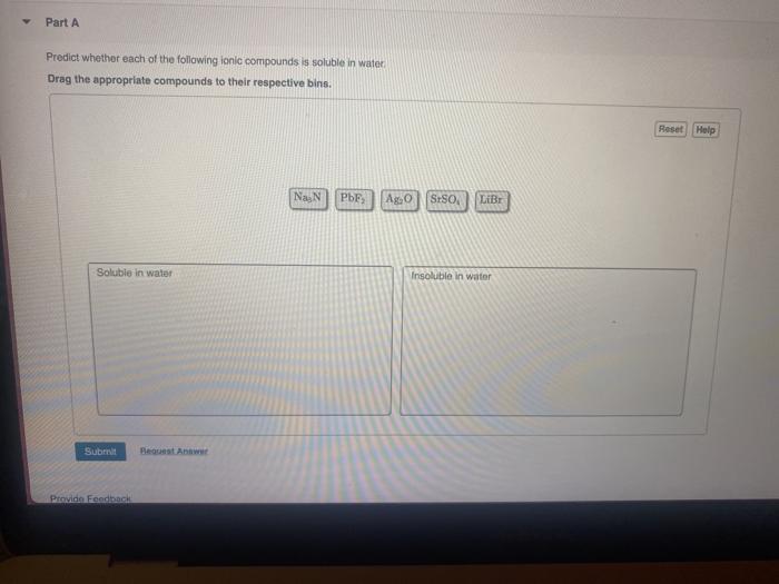 Solved Part A Predict whether each of the following ionic | Chegg.com