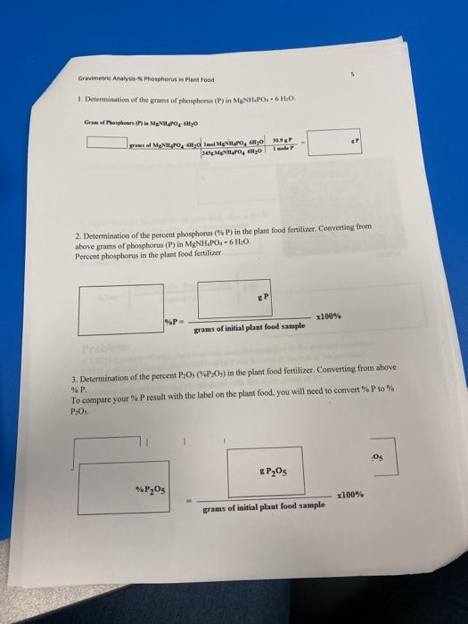 Solved Gravimetric Analysis Phosphorus in Plant Food 1. | Chegg.com